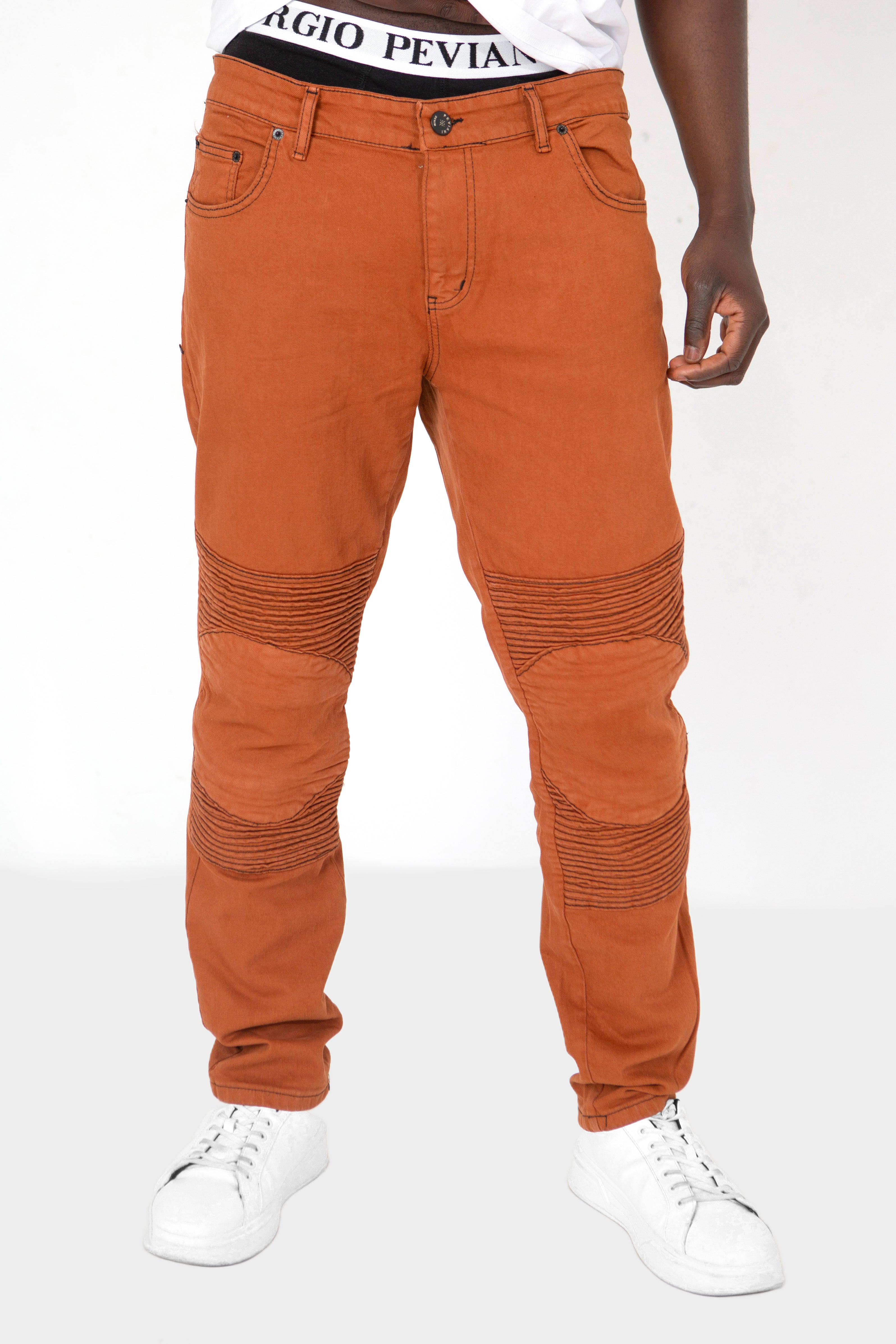 CRIMSON BLAZE: URBAN BIKER JEANS DENIM – GEORGIO PEVIANI